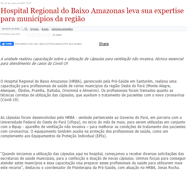 Folha de Óbidos - Hospital Regional do Baixo Amazonas leva sua ...
