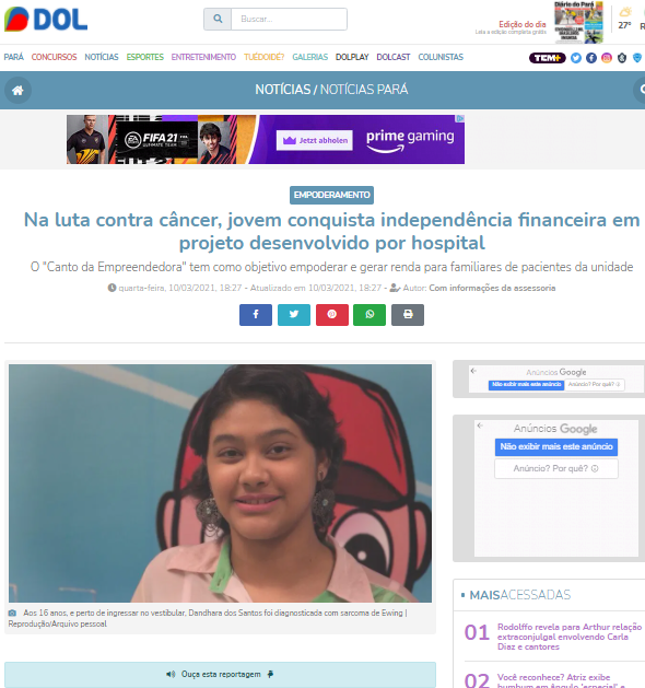 Diário do Pará Online - Paciente do Hospital Oncológico Infantil ...