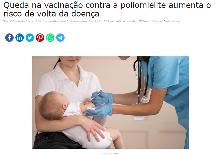 Segs - Queda na vacinação contra a poliomielite aumenta o risco de ...